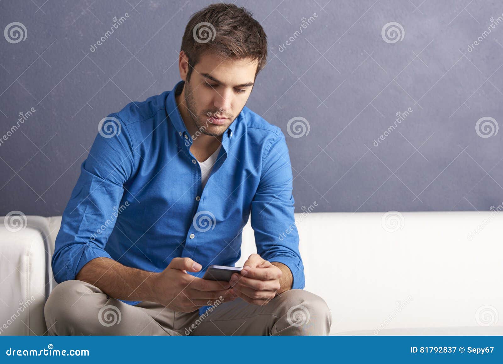 Young man with handy stock image. Image of phone, handy - 81792837