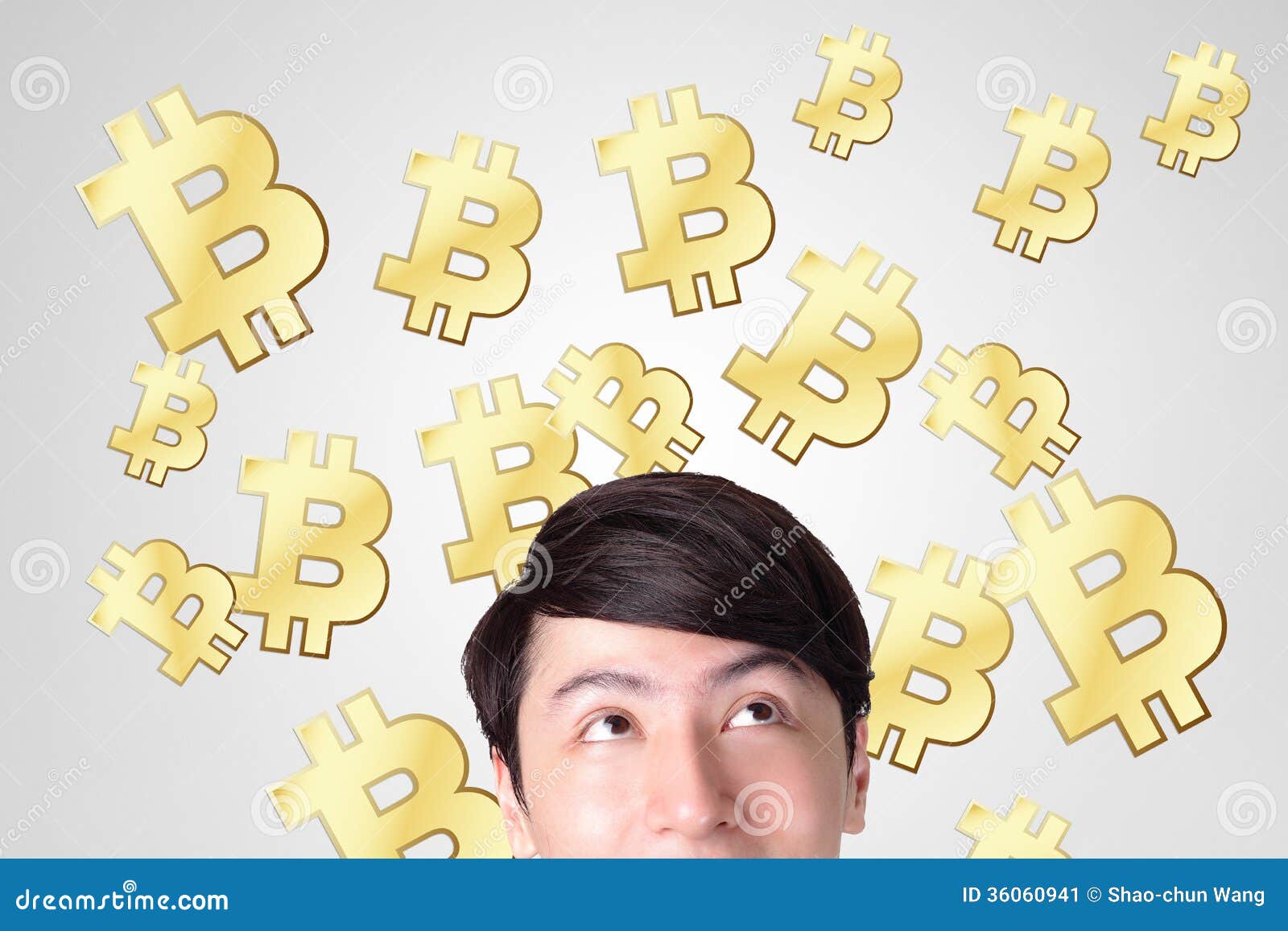 Young Man Happy Looking Bitcoin Stock Image - Image of bank, investment ...