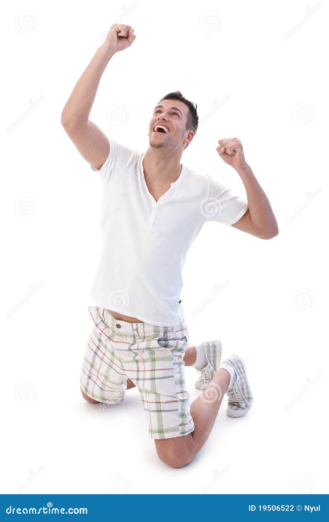 Young Man Happy for Victory Stock Photo - Image of goodlooking ...
