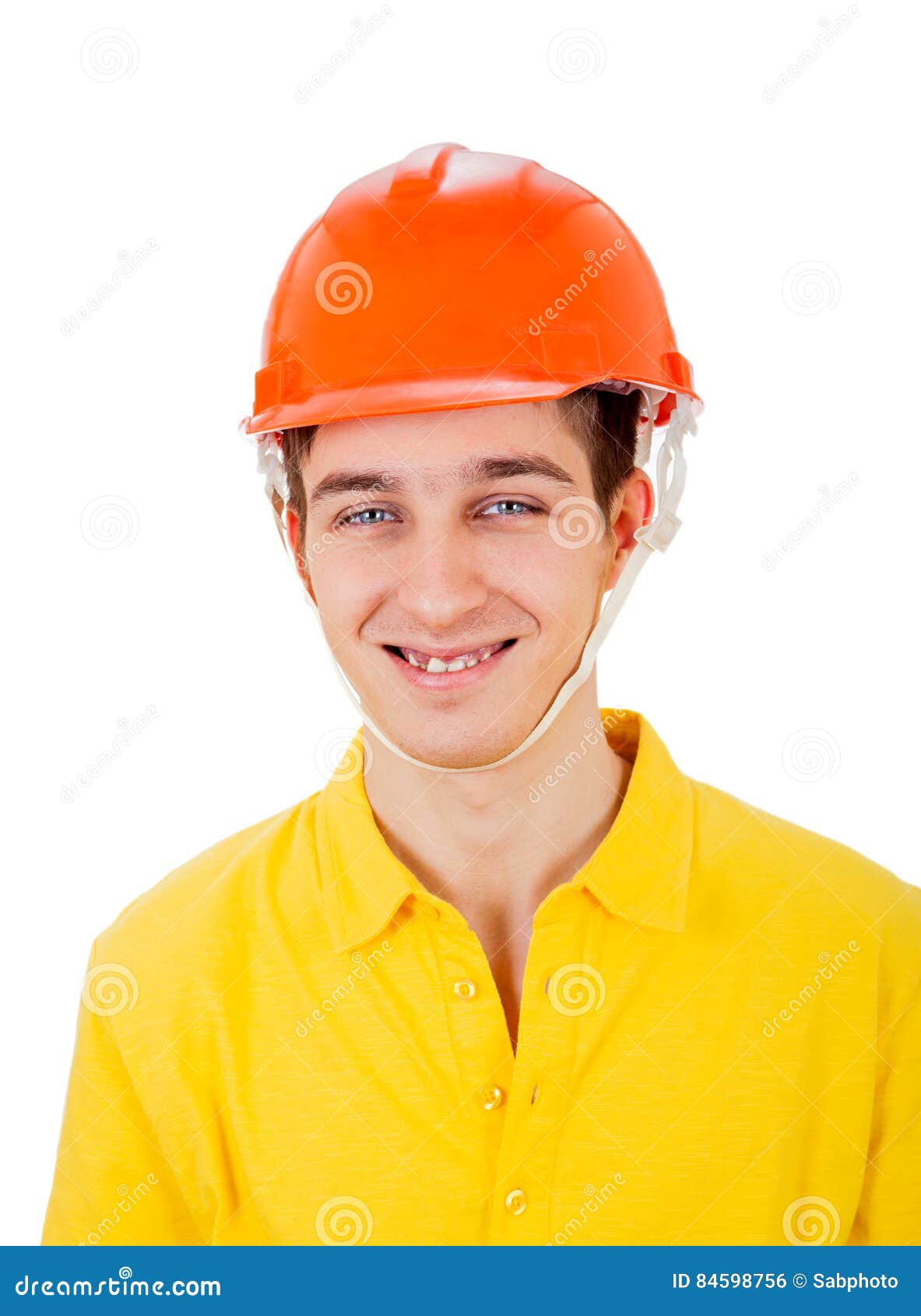 Young Man in Hard Hat stock photo. Image of handyman - 84598756