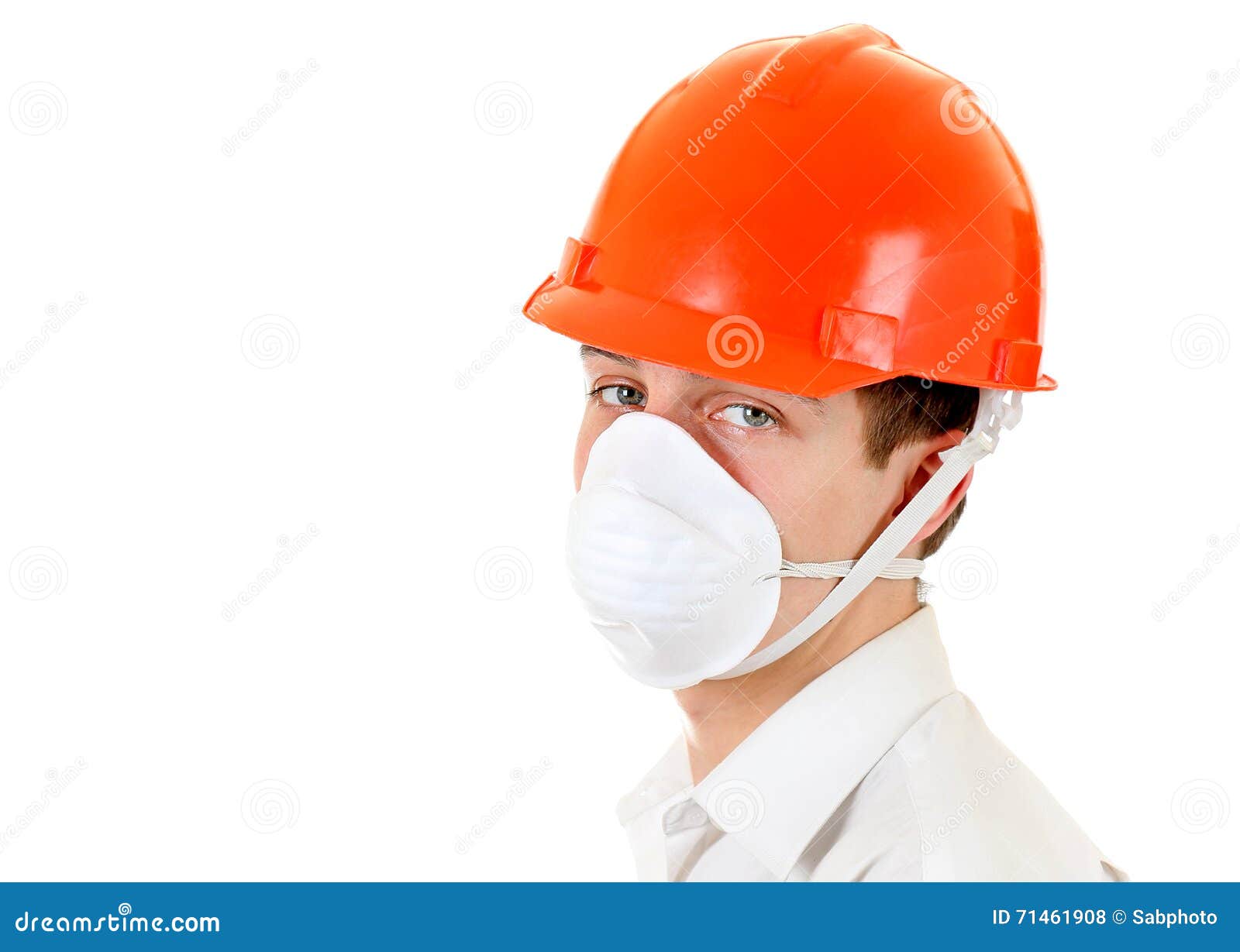 Young Man in Hard Hat stock photo. Image of protection - 71461908