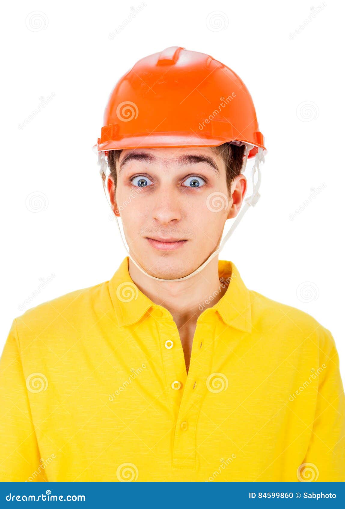 Young Man in Hard Hat stock photo. Image of attractive - 84599860