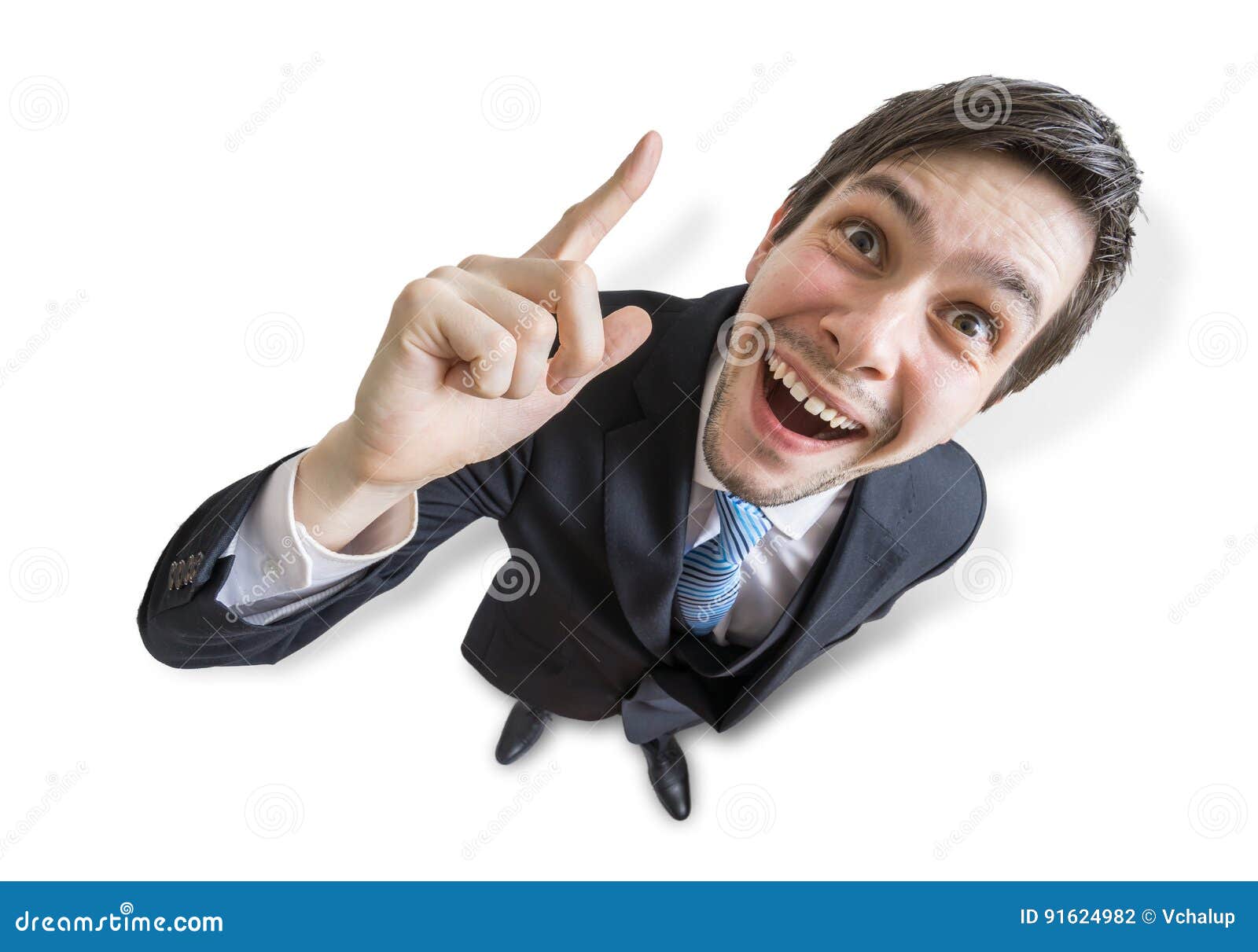 Young Man Has an Idea. Isolated on White Background Stock Photo - Image ...