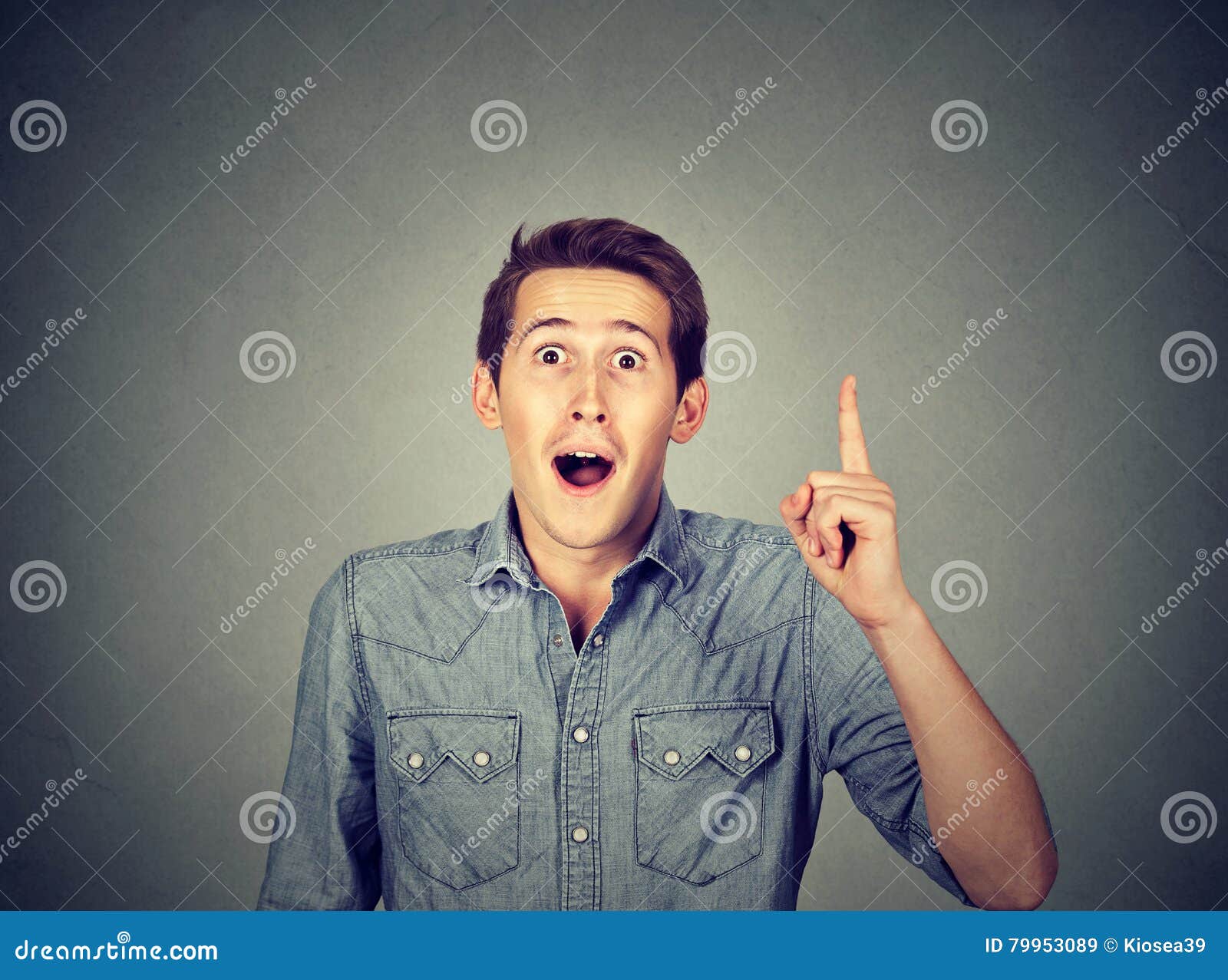 Young Man Has Idea, Pointing with Finger Up Stock Image - Image of ...