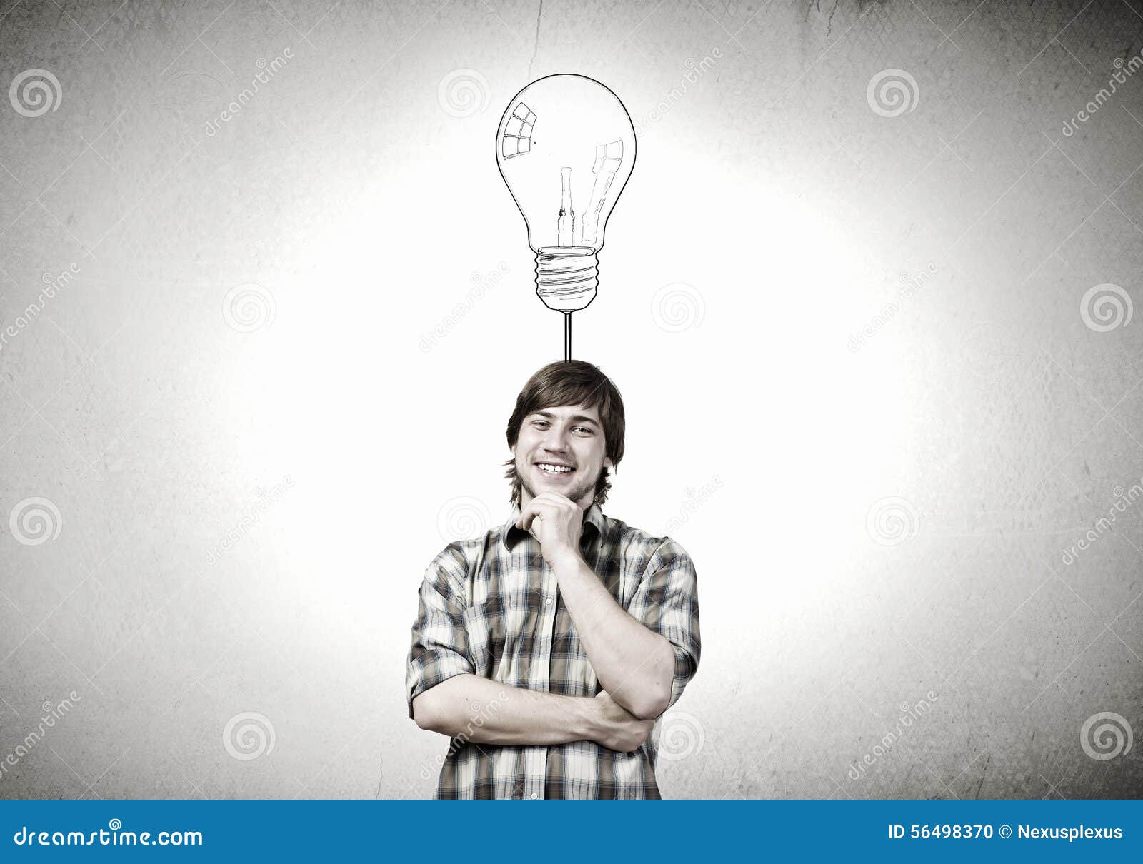 Young man has an idea stock photo. Image of looking, doubt - 56498370