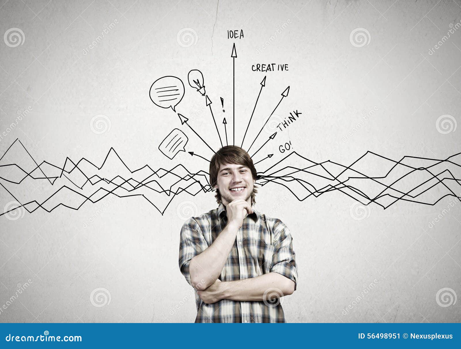Young man has an idea stock image. Image of concept, idea - 56498951