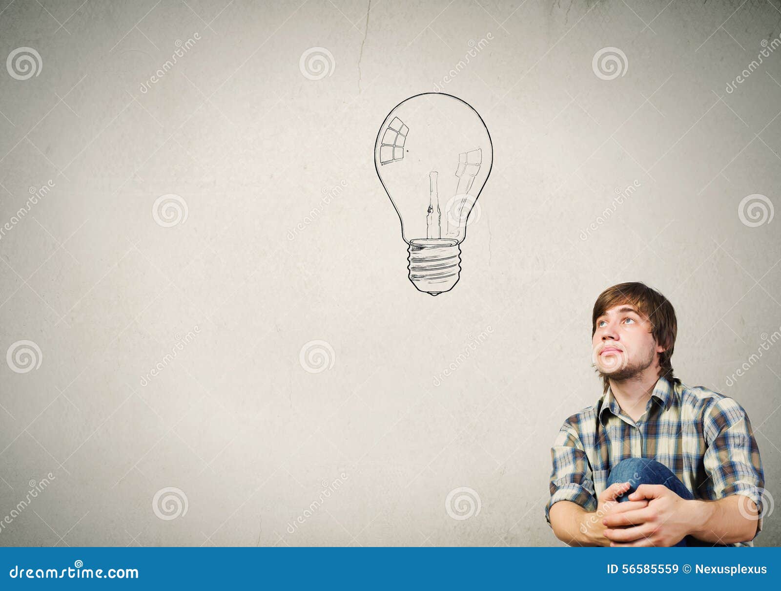 Young man has an idea stock image. Image of business - 56585559