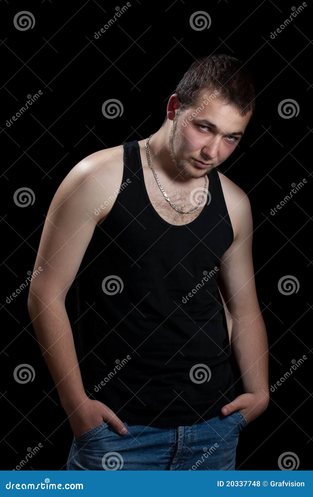 Young Man Has Thrust Hands in Pockets Stock Photo - Image of expressing ...