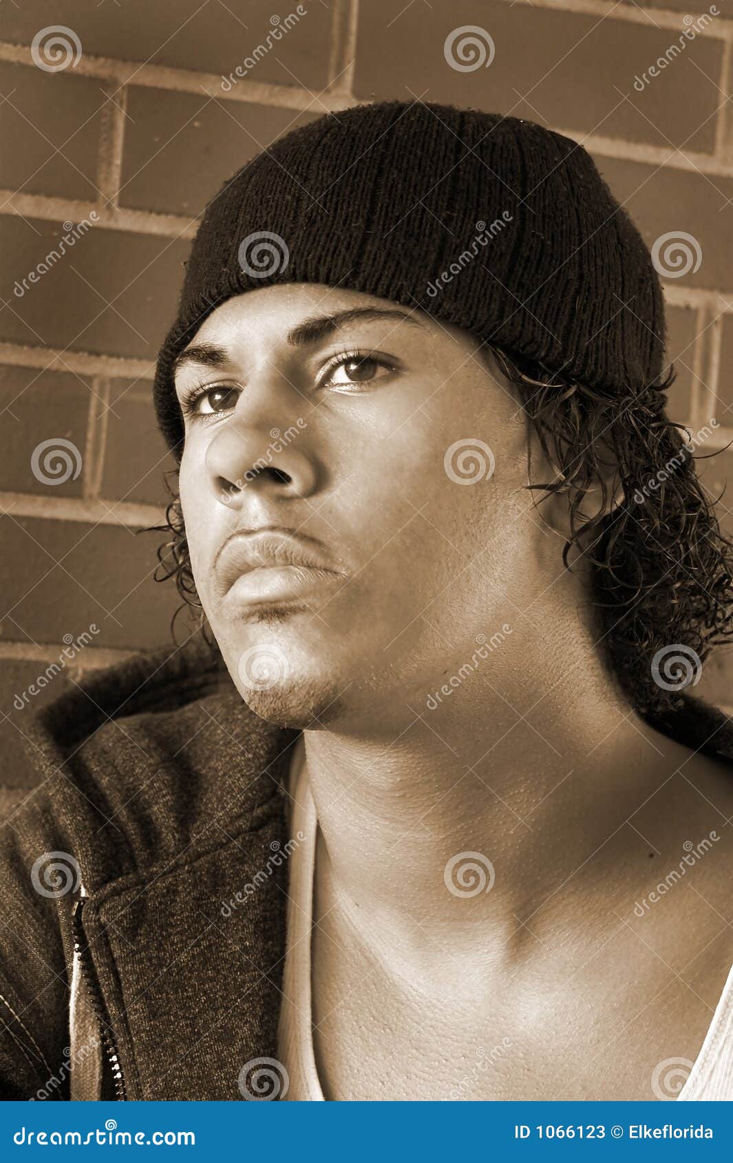 Young man with hat stock image. Image of beard, street - 1066123