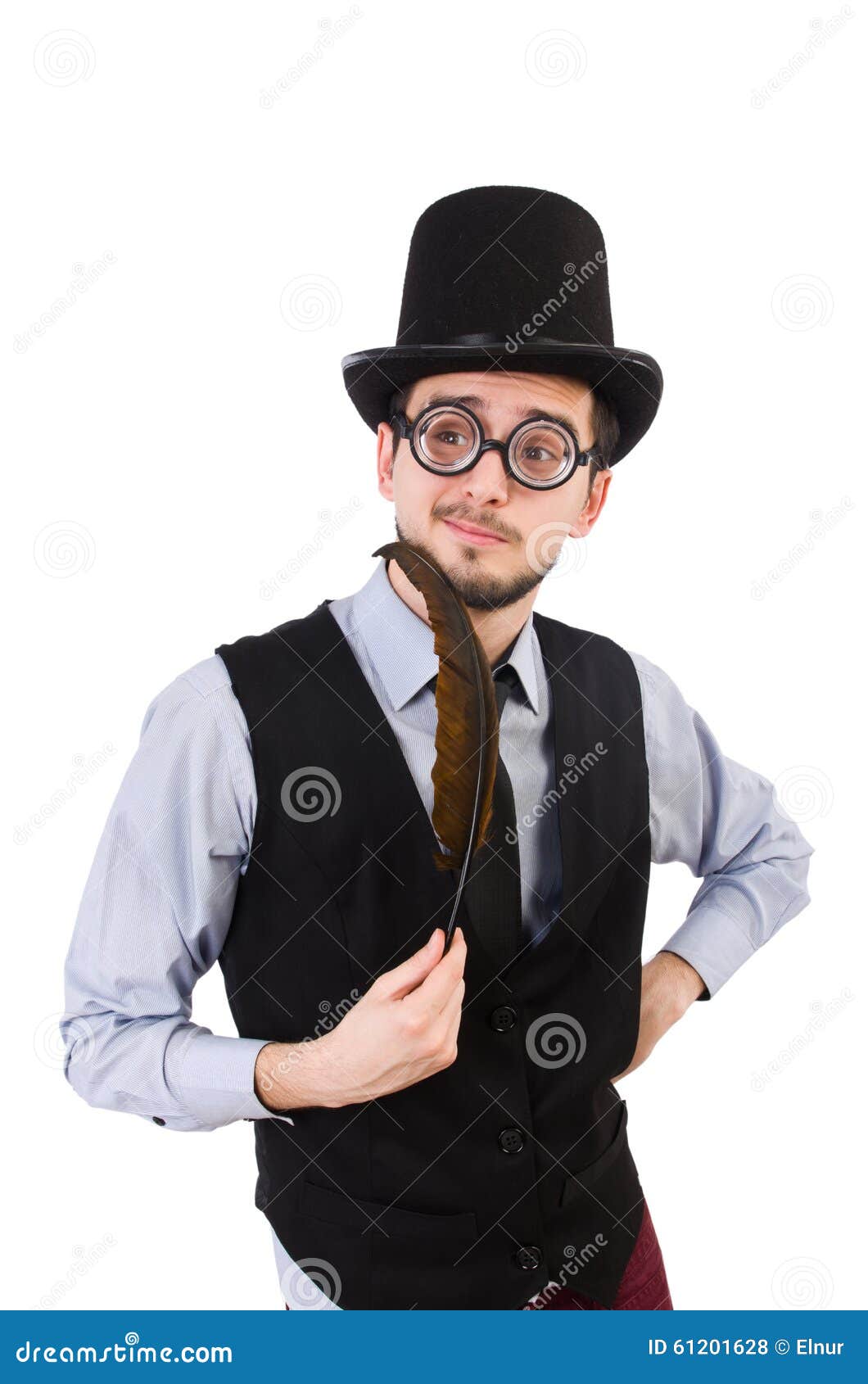 The Young Man in Hat Isolated on White Stock Photo - Image of document ...