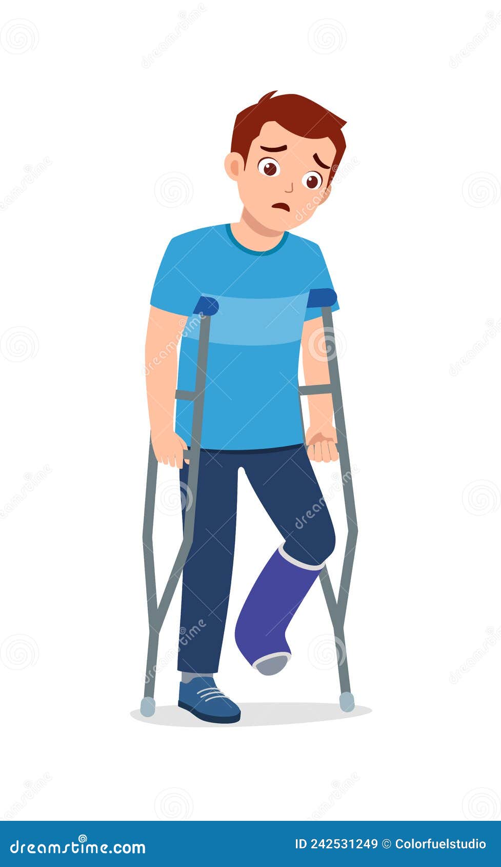 Young Man Have Broken Leg Bone and Feel Sad Stock Vector - Illustration ...