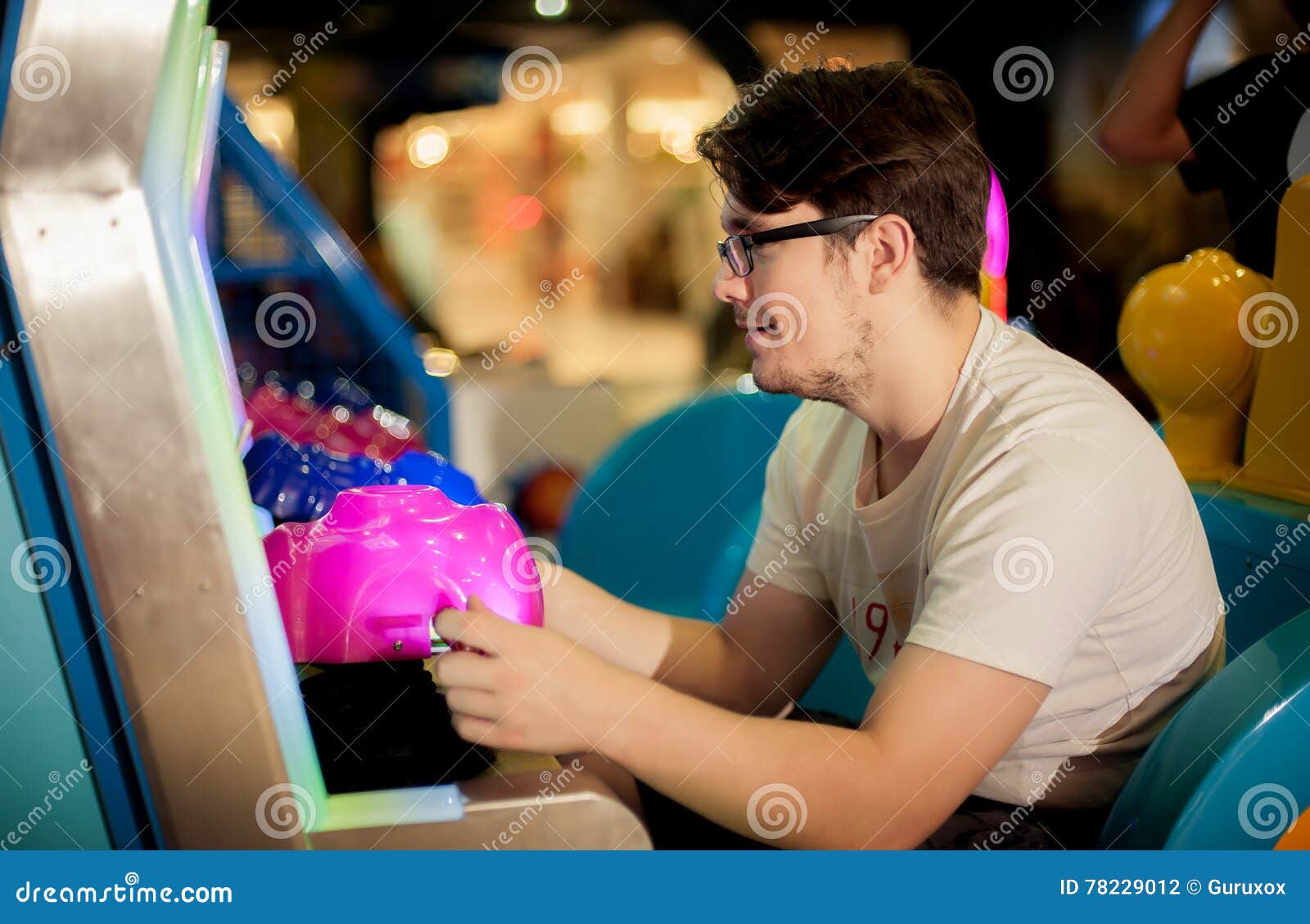 Young Man Have Fun on the Game Room Stock Photo - Image of excitement ...