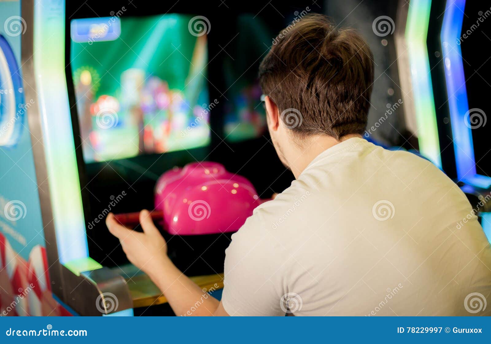 Young Man Have Fun on the Game Room Stock Image - Image of electronic ...