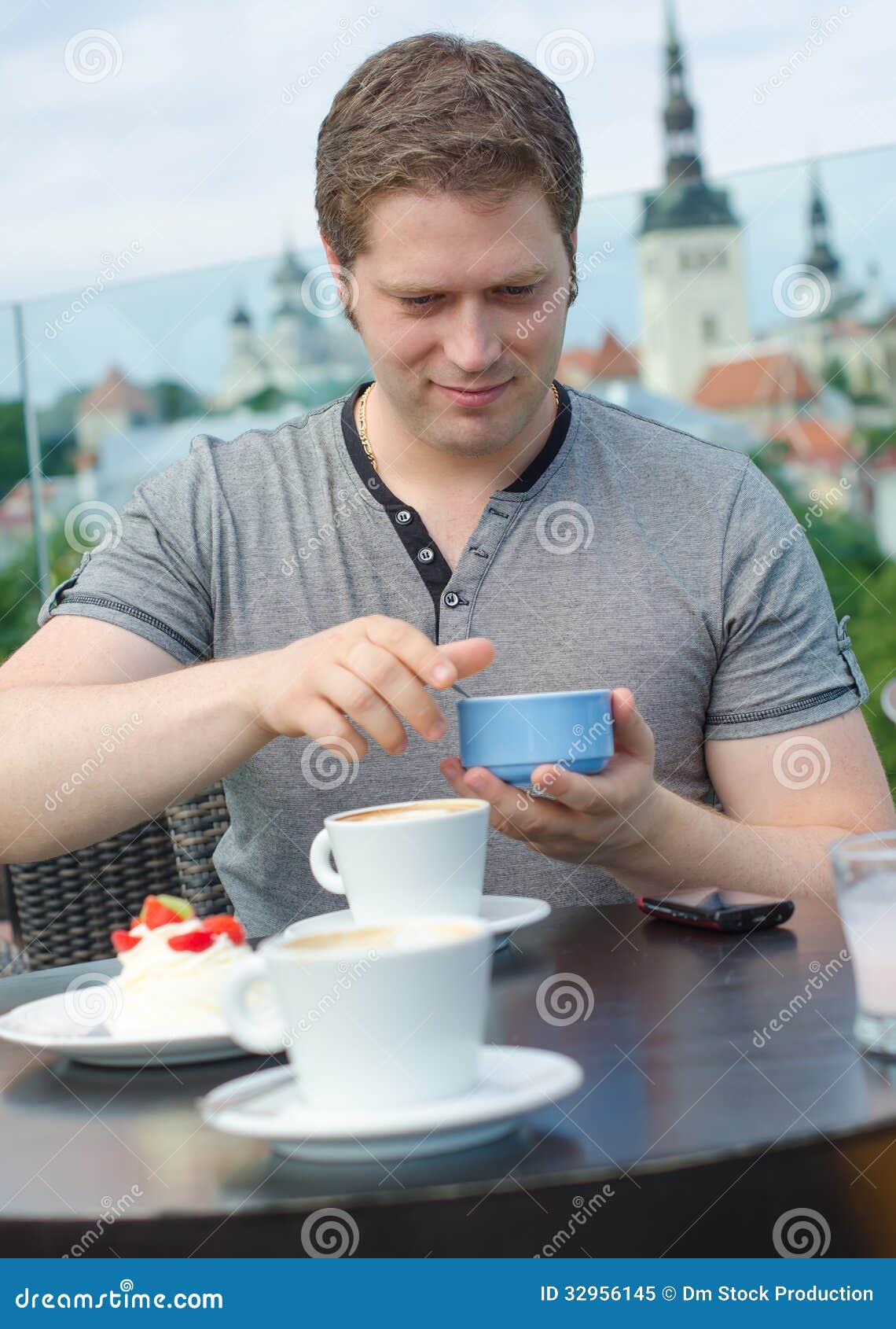 Young Man Have a Rest with Cup of Coffee Stock Image - Image of tourist ...