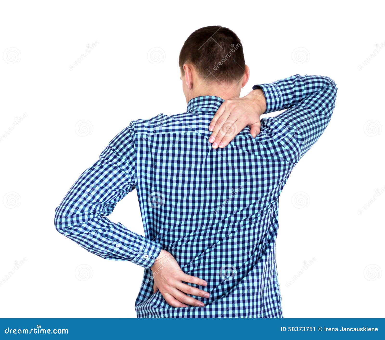 Young Man Having Back Pain. on White Stock Image - Image of health ...