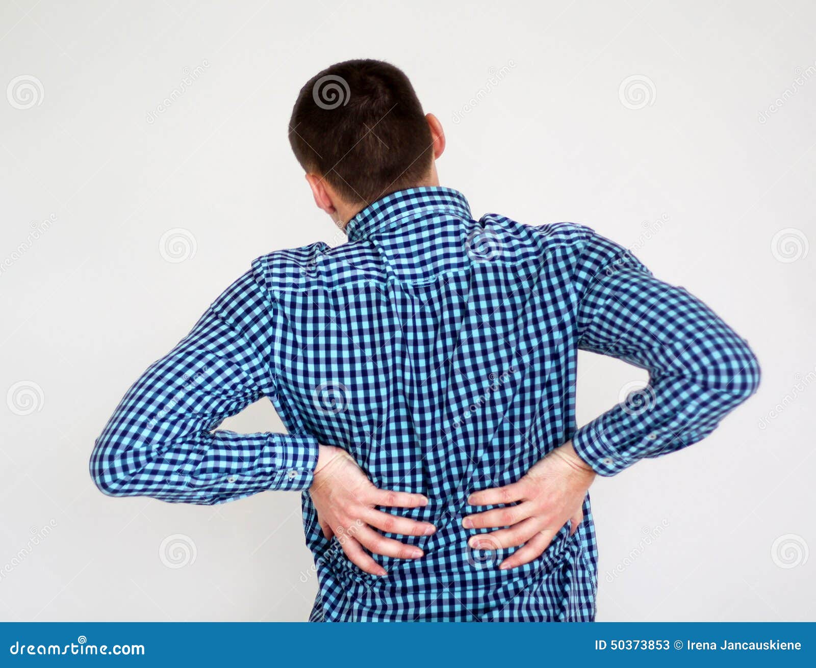 Young Man Having Back Pain. On White Stock Image - Image: 50373853