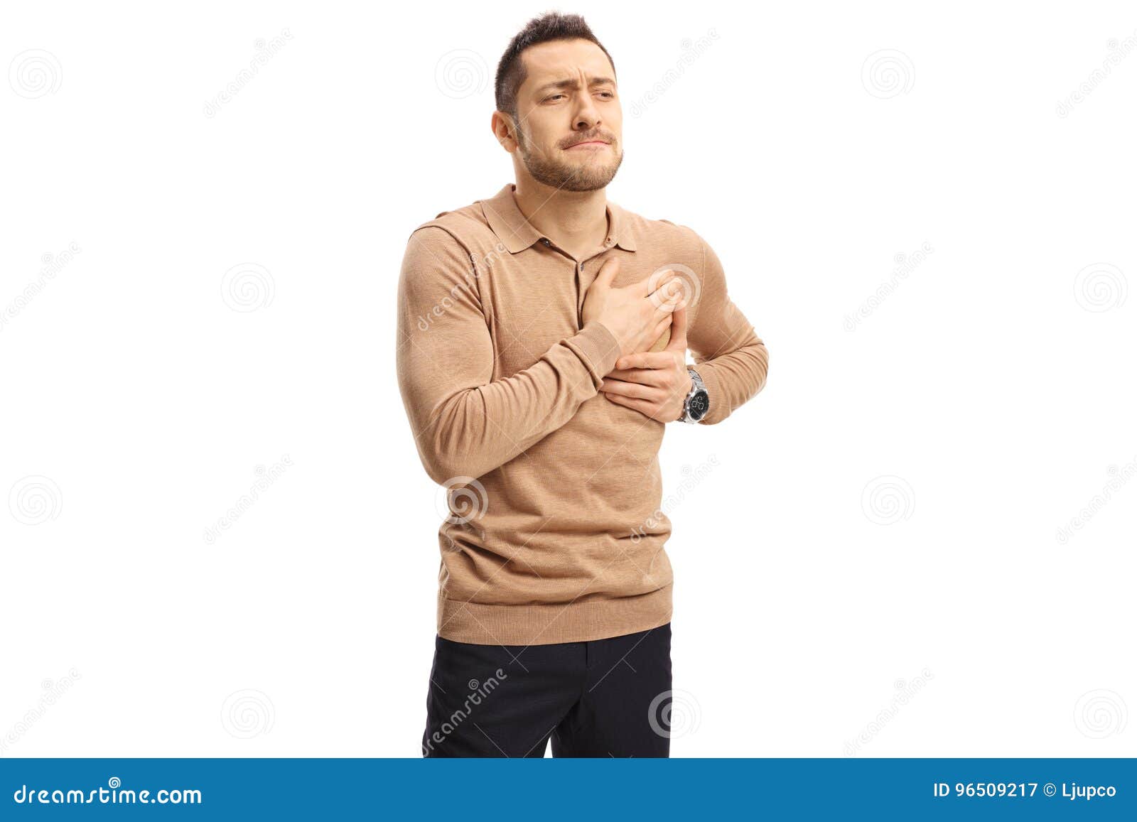 Young Man Having Chest Pain Stock Image - Image of painful, person ...