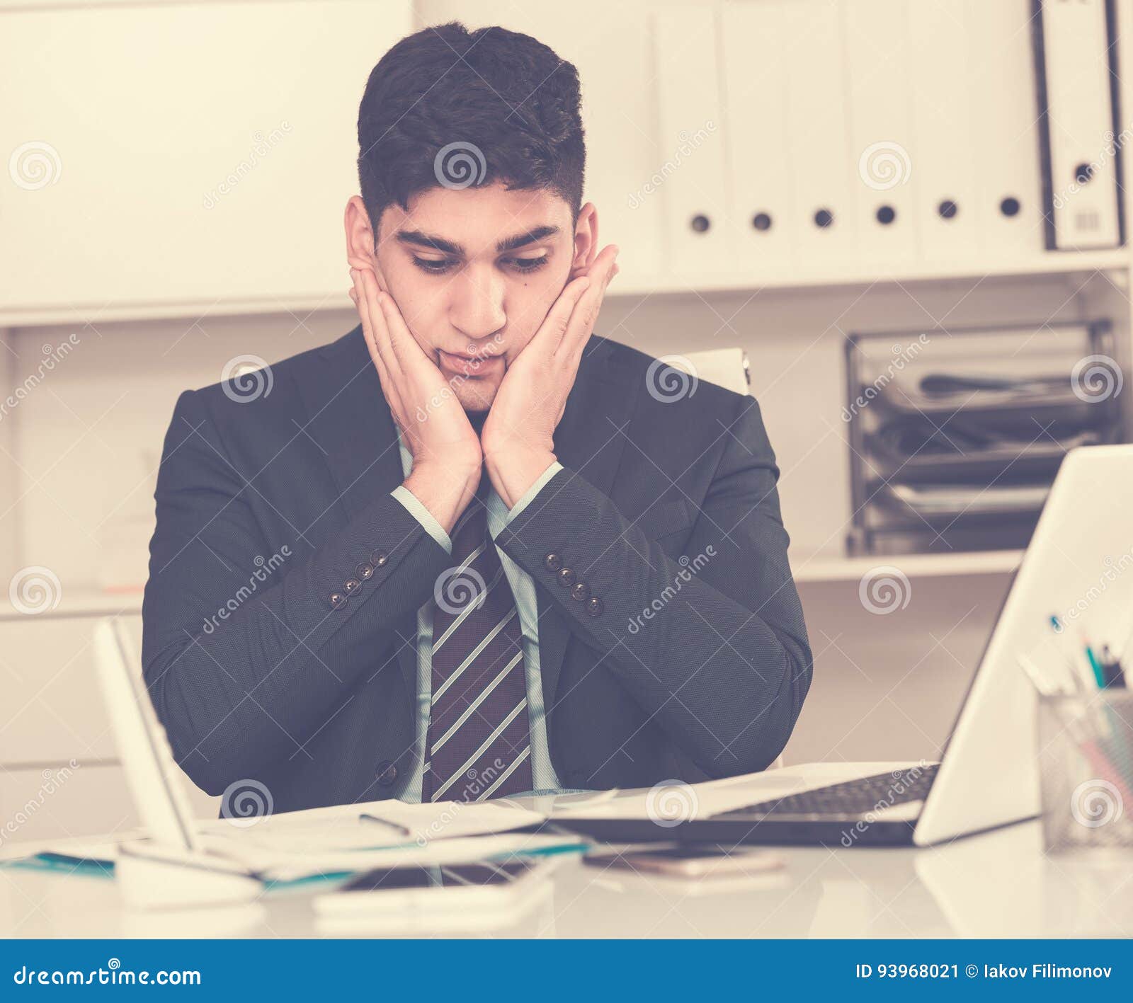 Young Man is Having Complicated Issue in Project Stock Image - Image of ...
