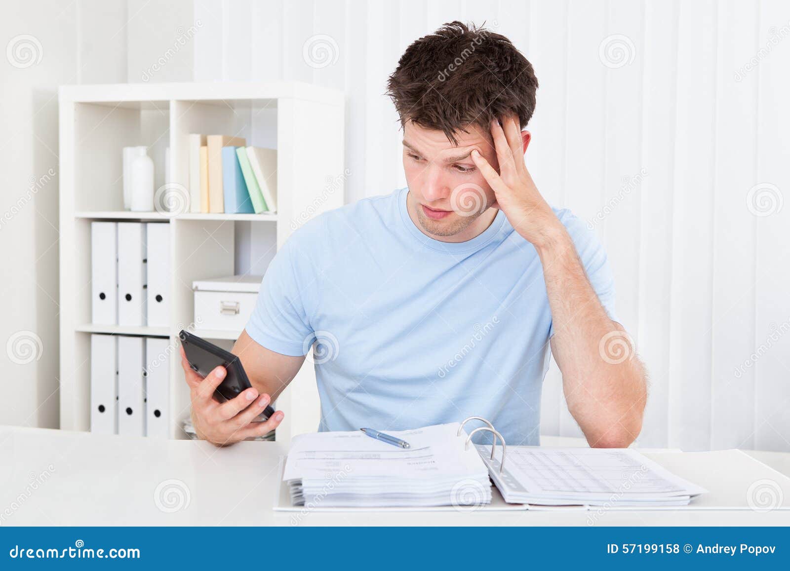 Young Man Having Financial Problems Stock Photo - Image of homework ...