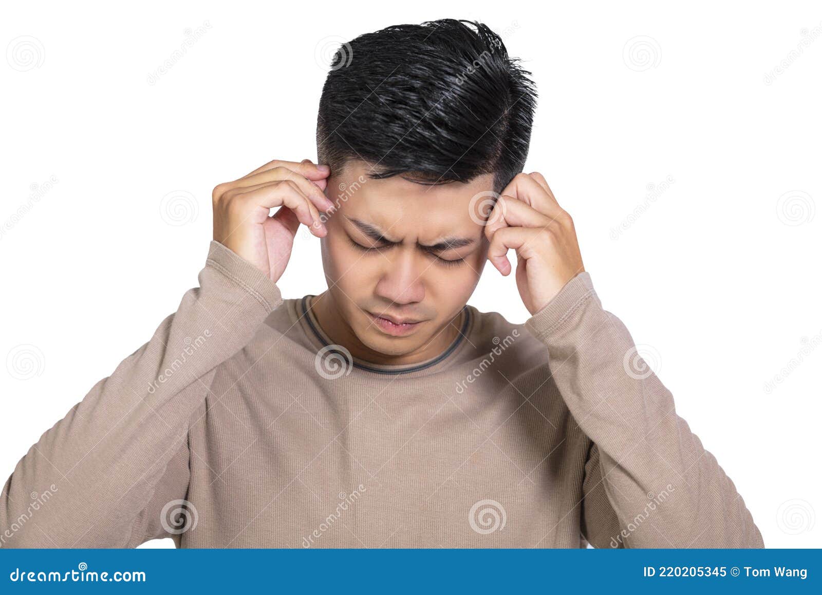 Young Man Having Headache Isolated on White Stock Image - Image of ...