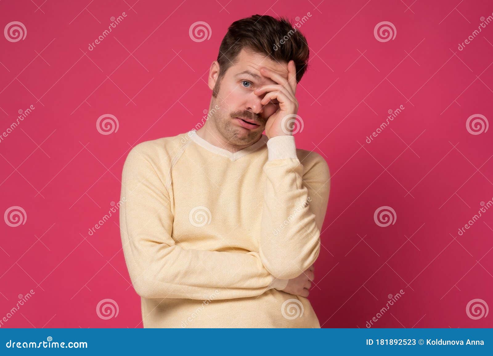 Young Man Having a Headache or Trying Hide from Problems Stock Image ...