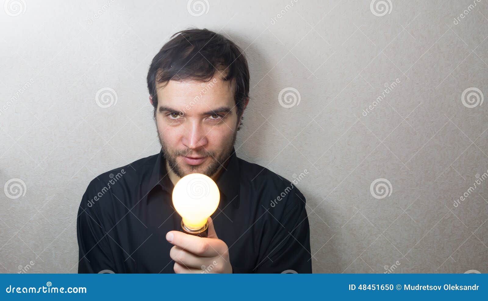 Young Man Having an Idea. stock photo. Image of light - 48451650