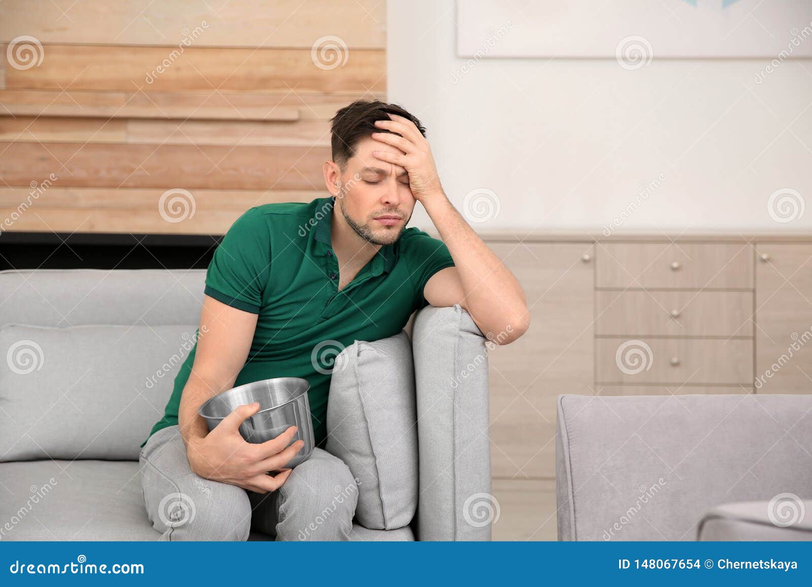 Young Man Having Nausea at Home Stock Photo - Image of indigestion ...