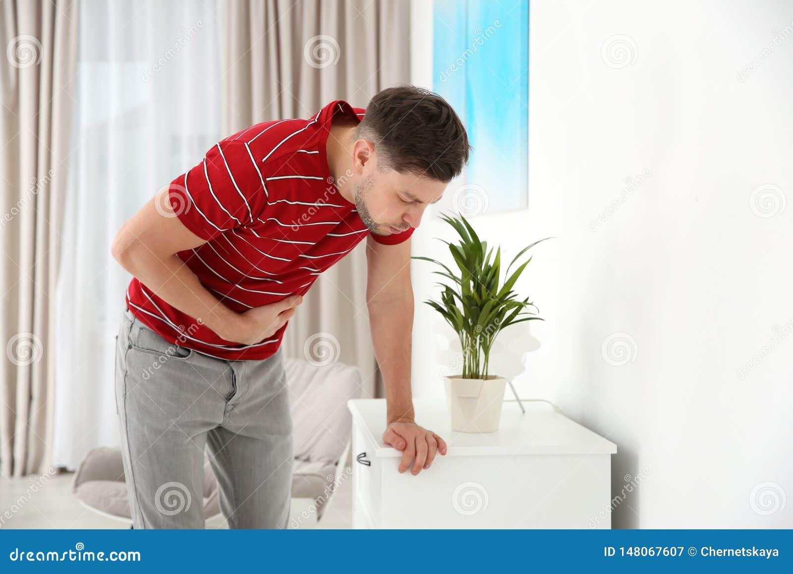 Young Man Having Nausea at Home Stock Image - Image of feeling, adult ...