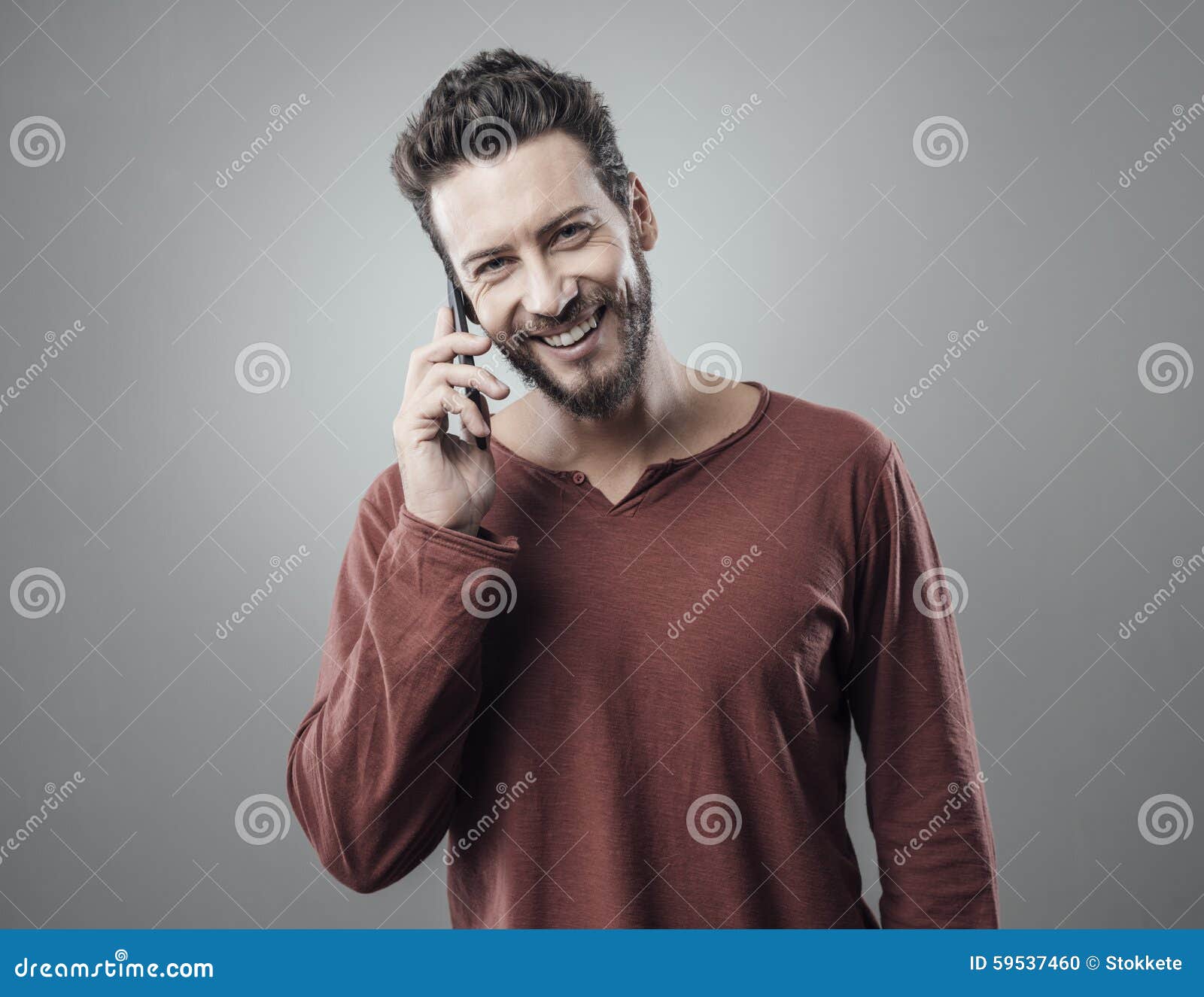 Young Man Having a Phone Call Stock Photo - Image of culture, cheerful ...