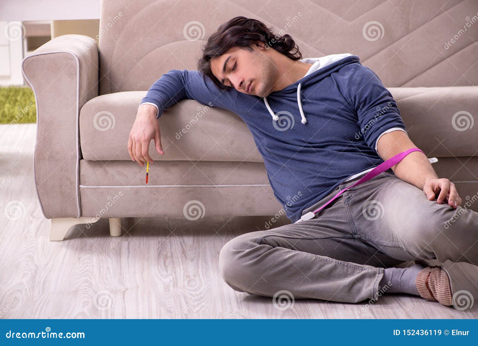 Young Man Having Problems with Narcotics at Home Stock Image - Image of ...