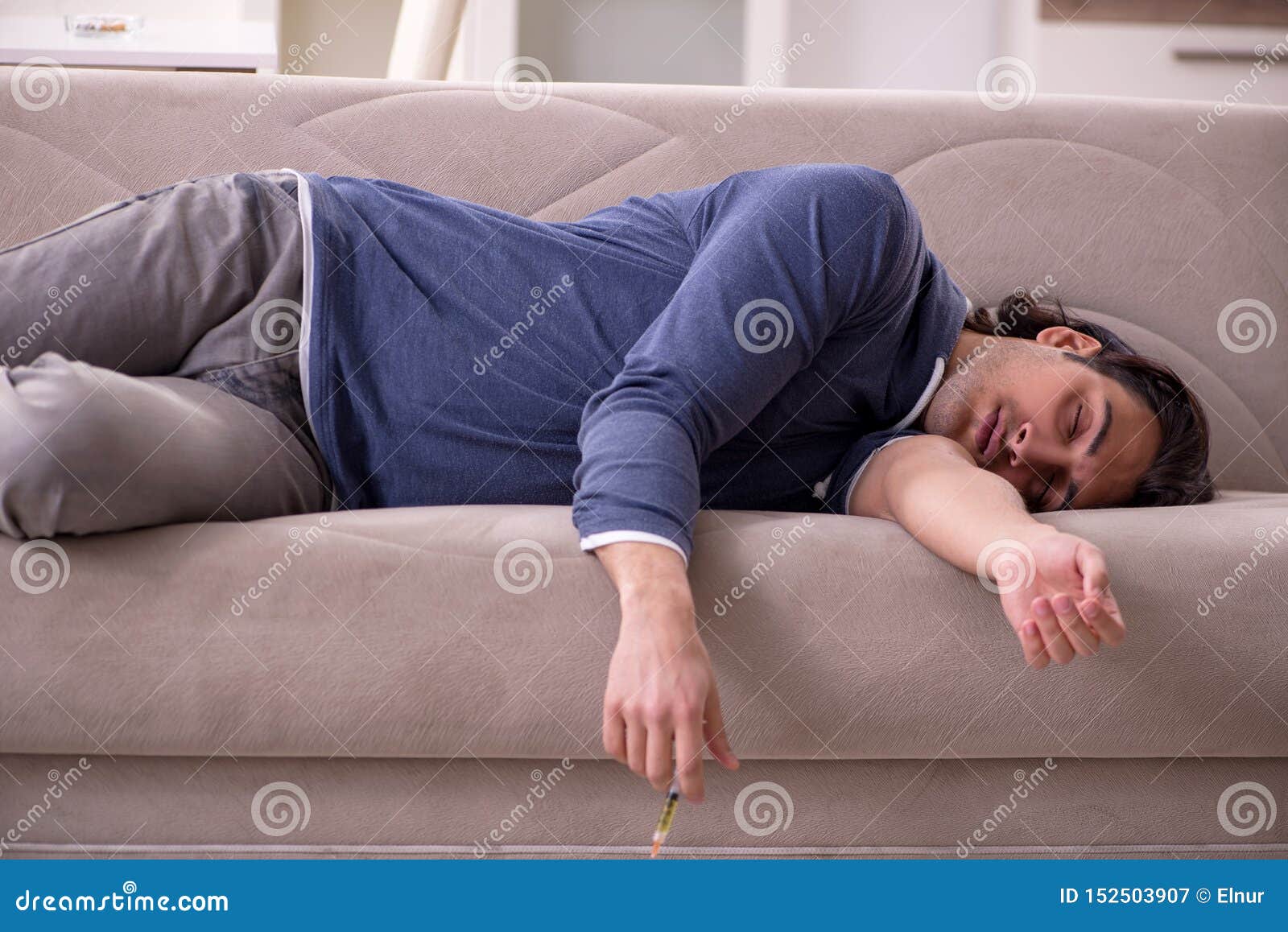 Young Man Having Problems with Narcotics at Home Stock Image - Image of ...