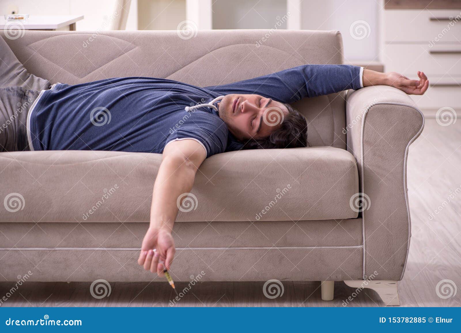Young Man Having Problems with Narcotics at Home Stock Image - Image of ...