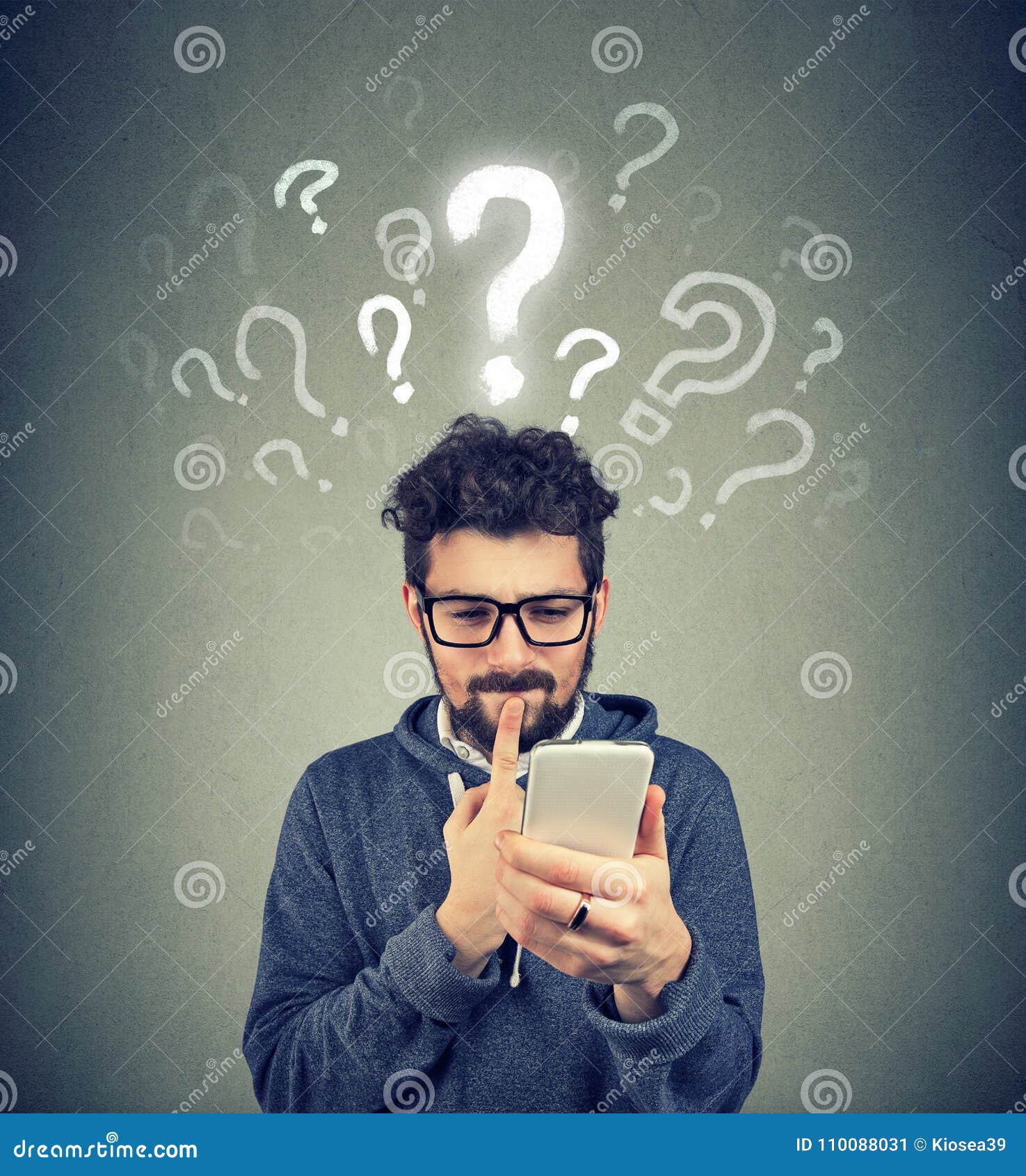 Confused Man With Modern Smartphone Stock Image Image Of Frustrated