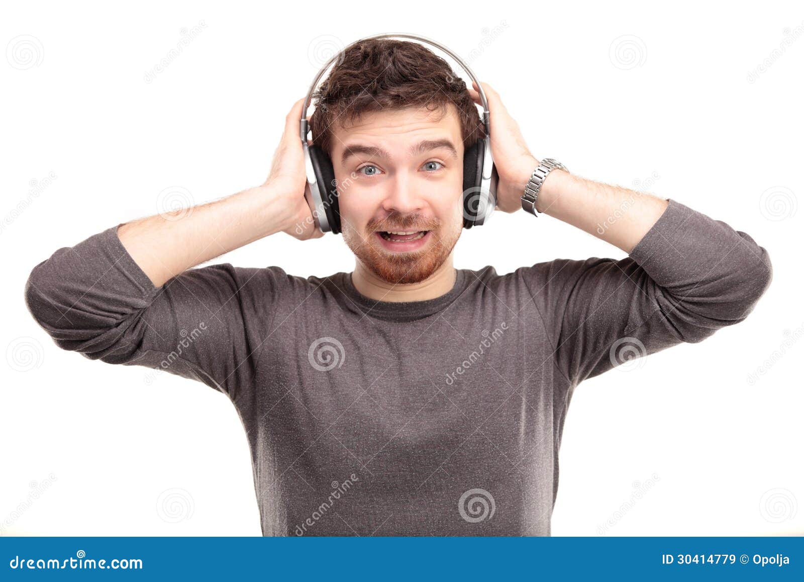 Young man in headphone stock image. Image of beauty, headphones - 30414779