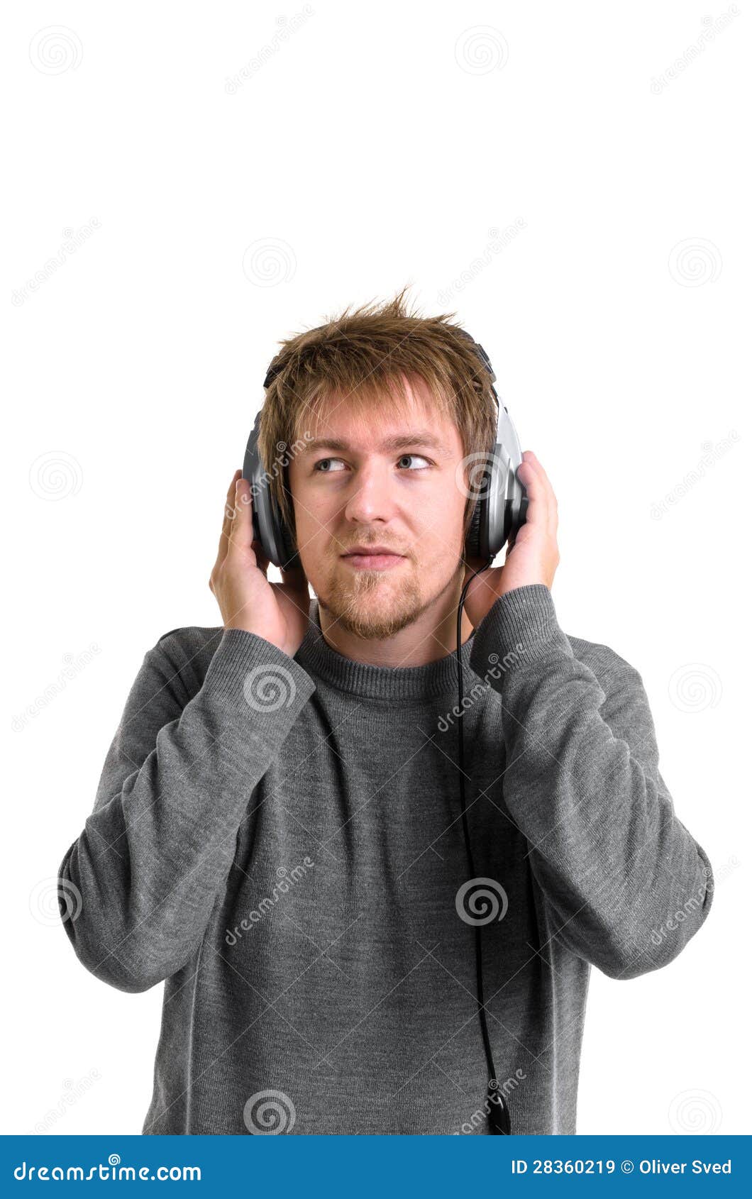 Young man with headphones stock image. Image of listen - 28360219