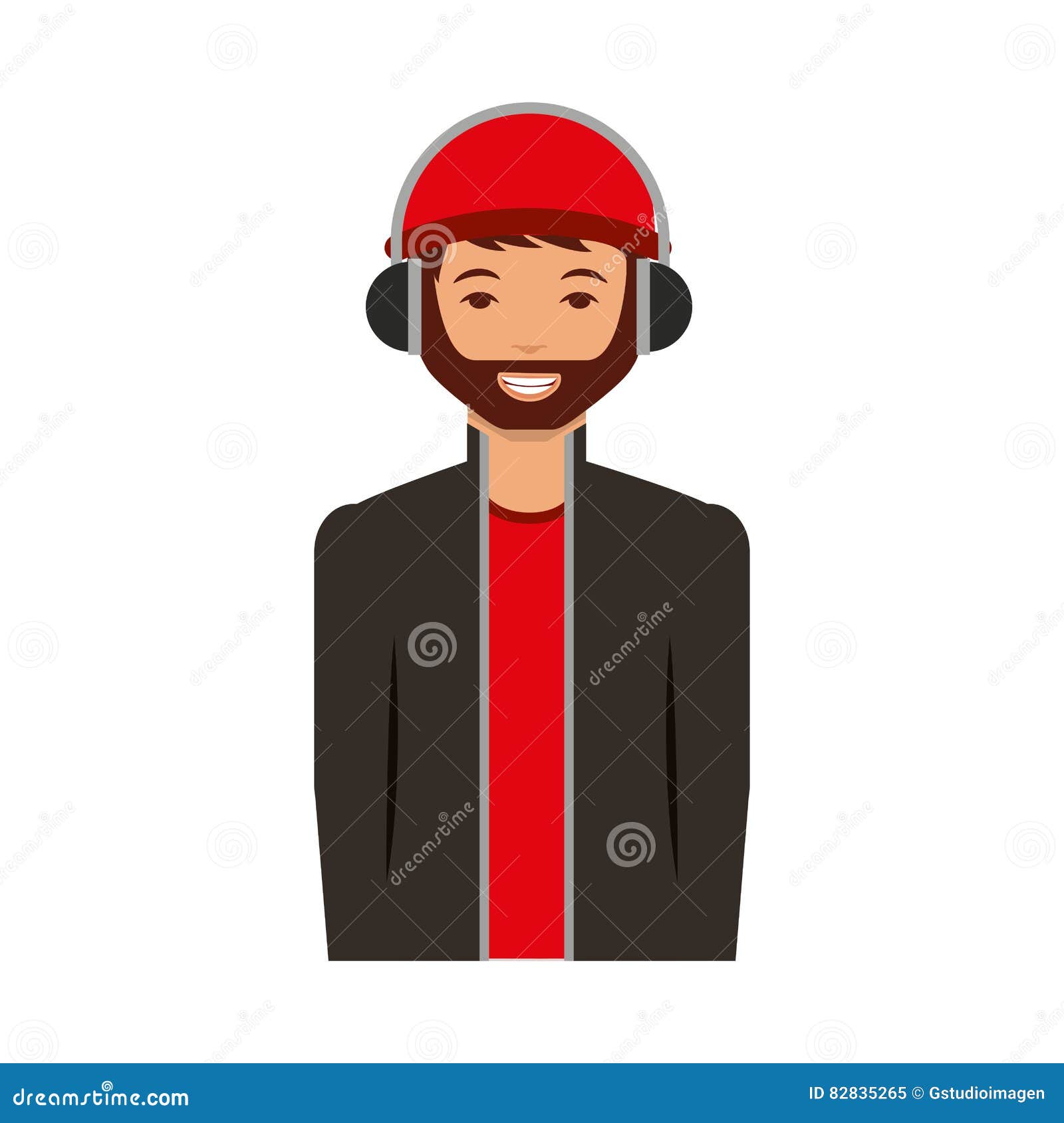 Young Man with Headset Character Stock Illustration - Illustration of ...