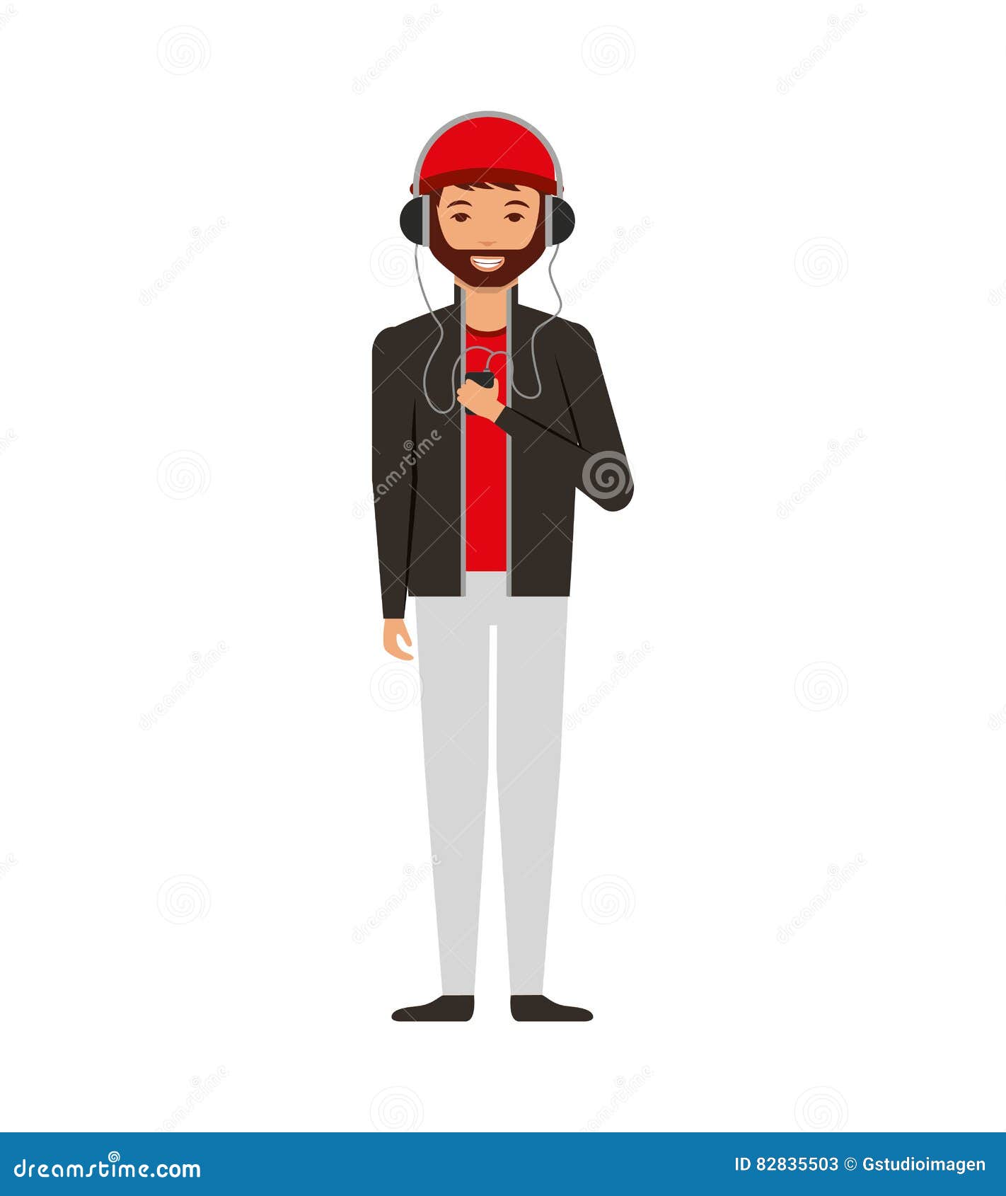 Young Man with Headset Character Stock Illustration - Illustration of ...