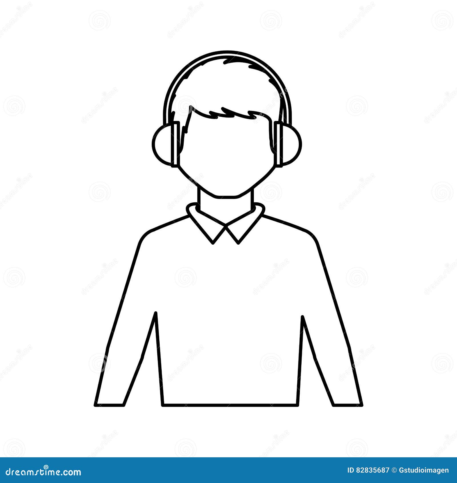 Young Man with Headset Character Stock Illustration - Illustration of ...