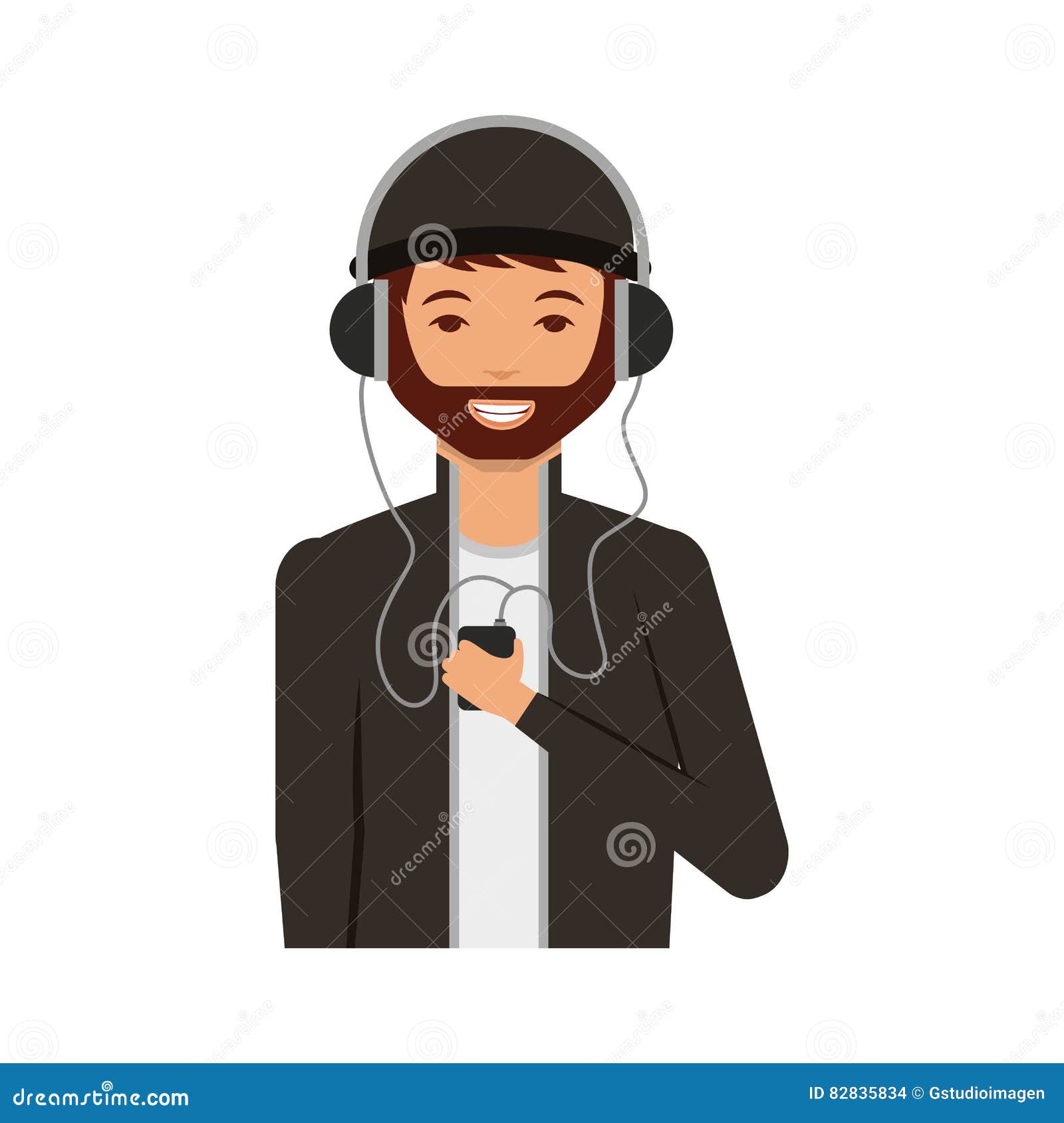 Young Man with Headset Character Stock Illustration - Illustration of ...