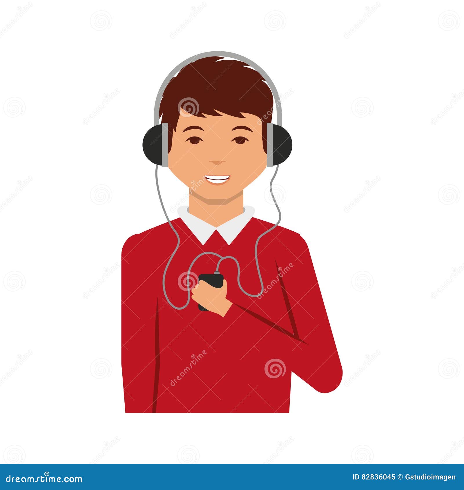 Young Man with Headset Character Stock Illustration - Illustration of ...