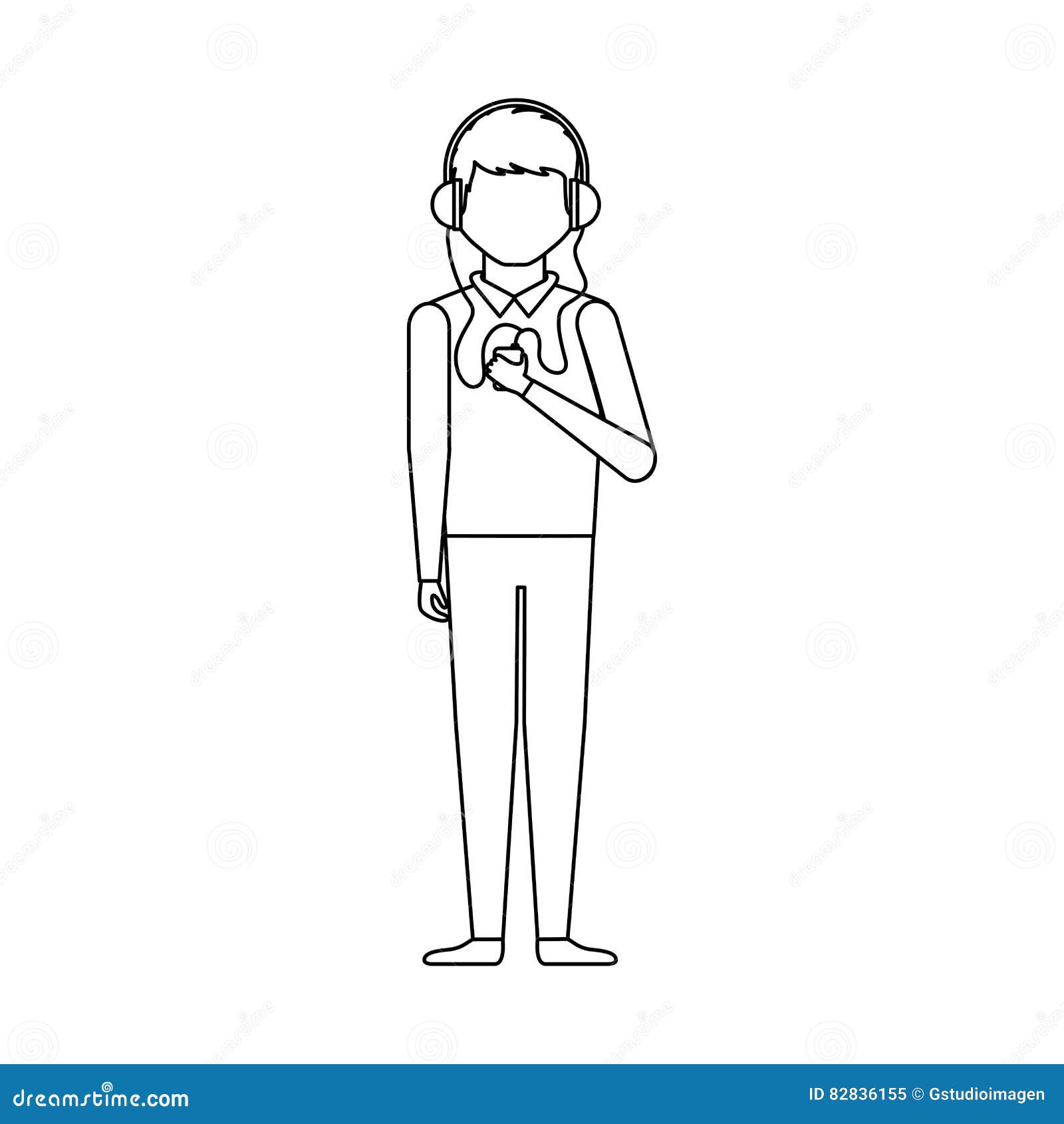 Young Man with Headset Character Stock Illustration - Illustration of ...