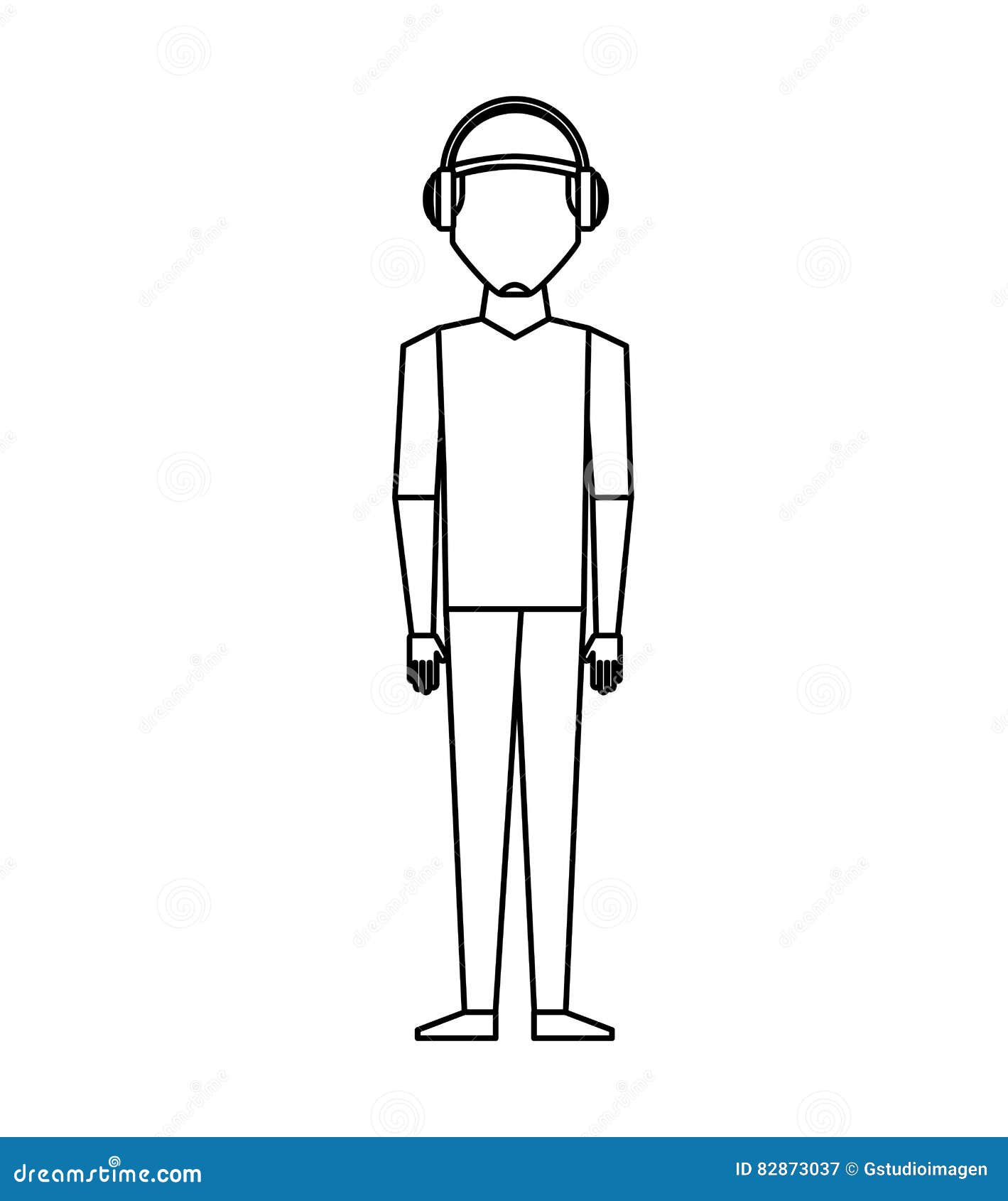 Young Man with Headset Character Stock Illustration - Illustration of ...