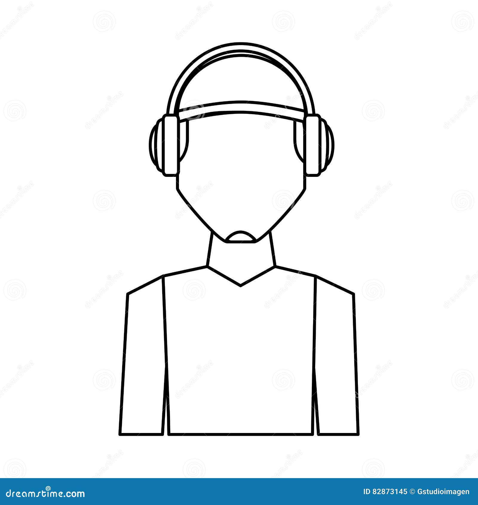 Young Man with Headset Character Stock Illustration - Illustration of ...