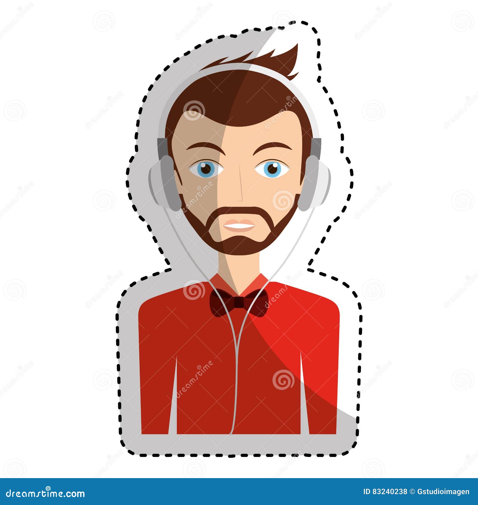 Young Man with Headset Character Stock Illustration - Illustration of ...