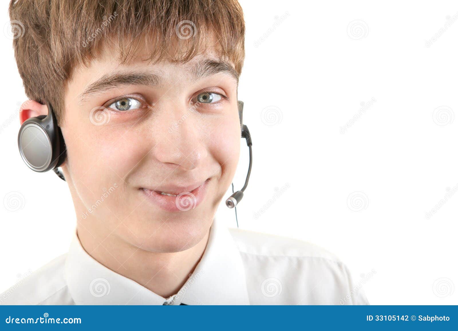 Young Man with Headset stock photo. Image of microphone - 33105142