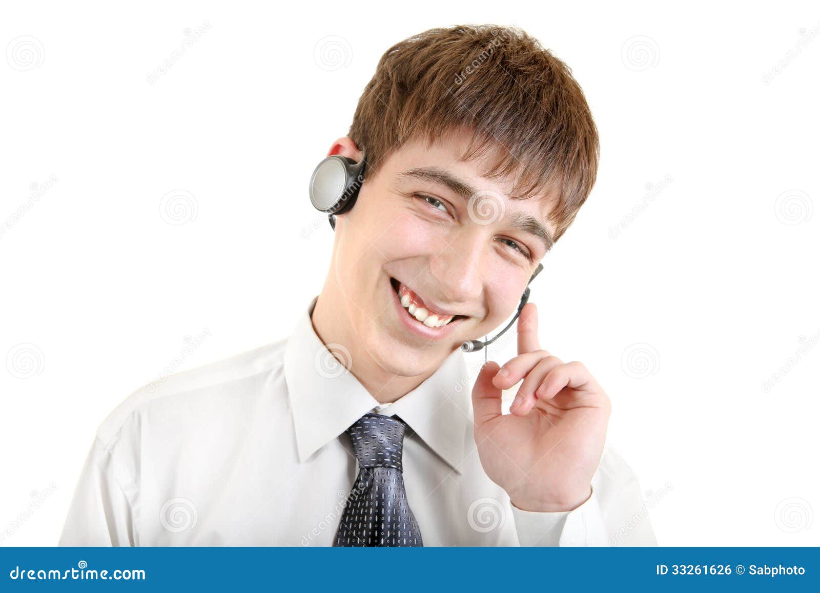 Young Man with Headset stock photo. Image of communication - 33261626