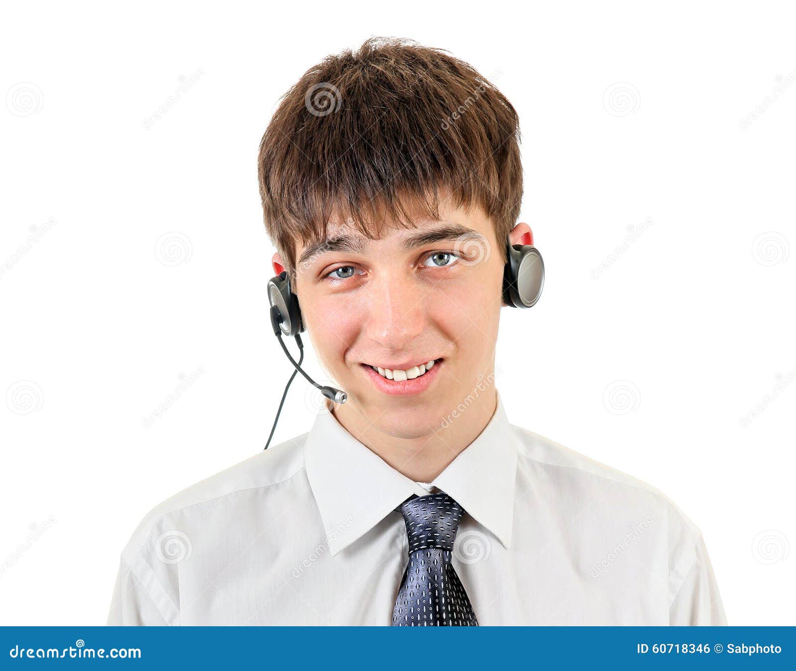 Young Man with Headset stock photo. Image of refer, reply - 60718346