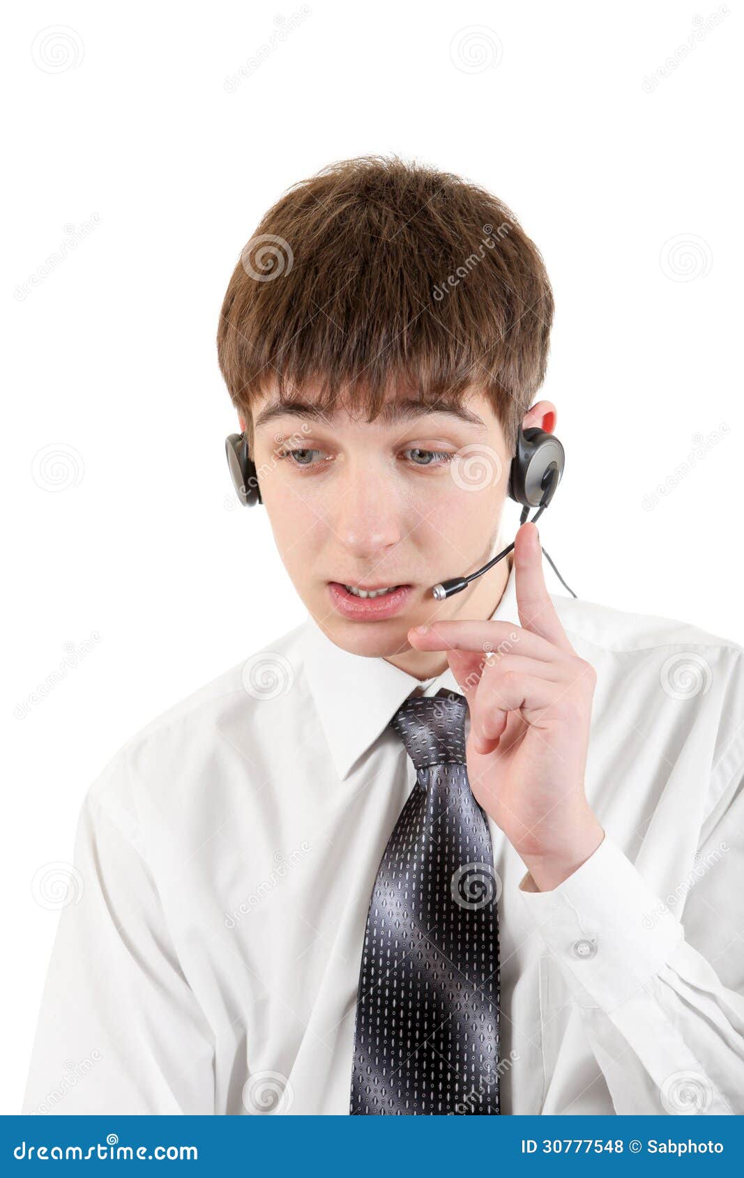 Young Man with Headset stock photo. Image of respond - 30777548