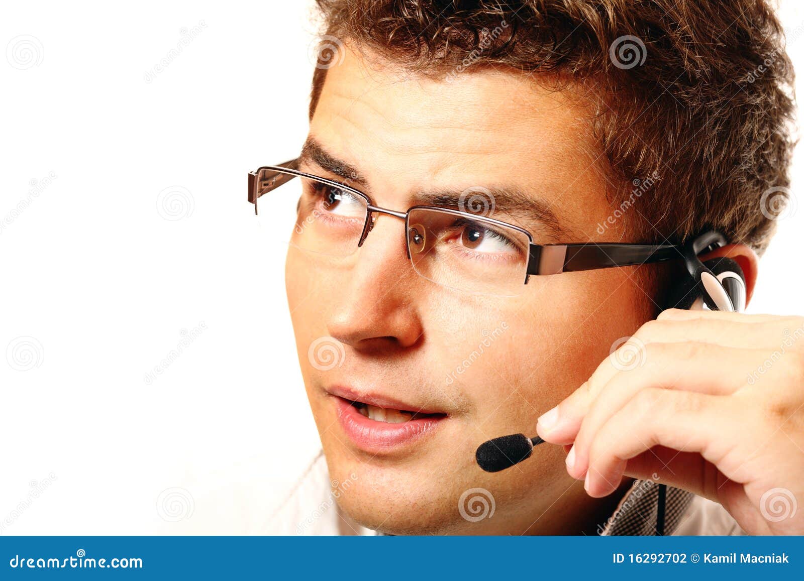 Young Man with Headset Talking Stock Photo - Image of person, call ...