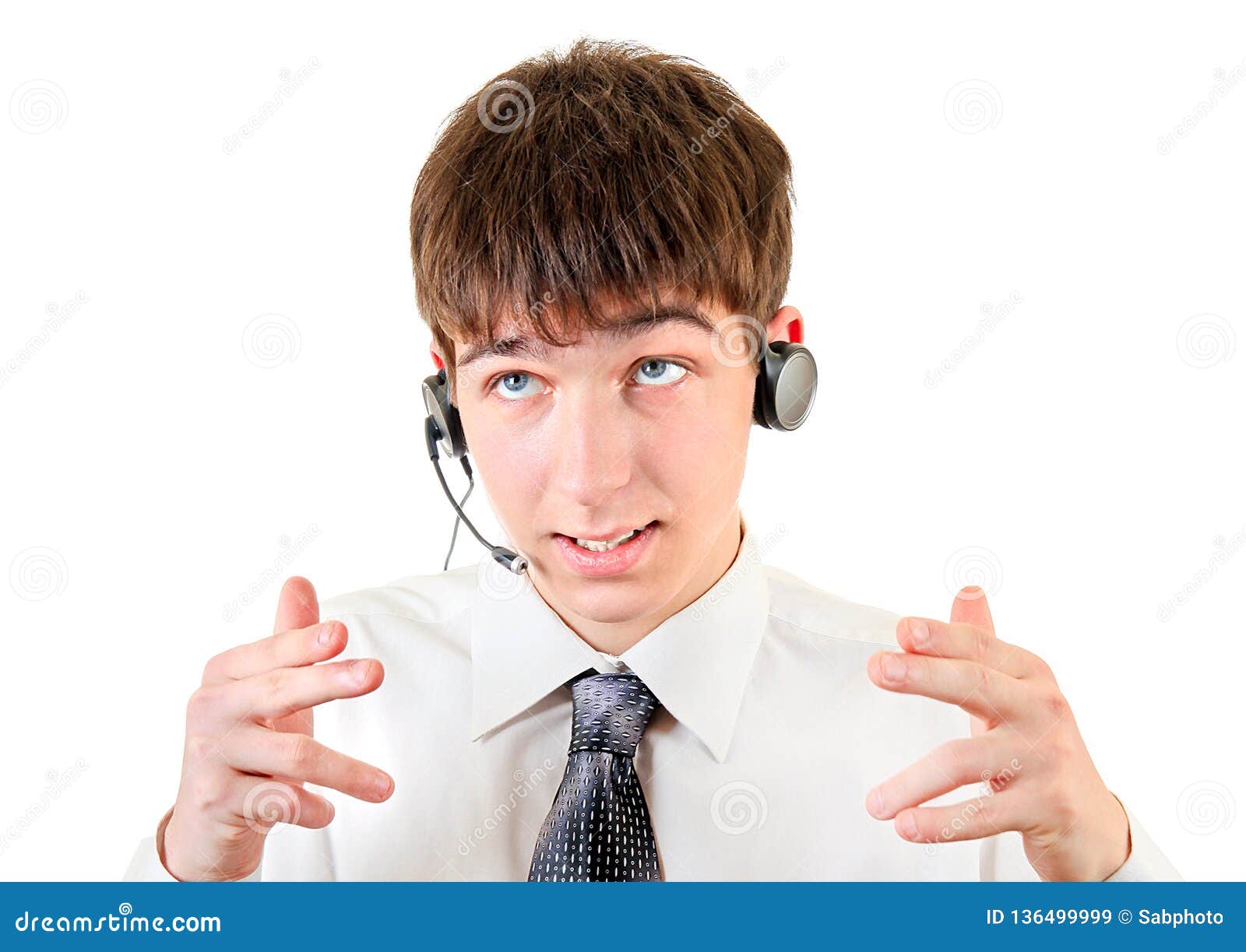 Young Man with a Headset stock image. Image of headset - 136499999